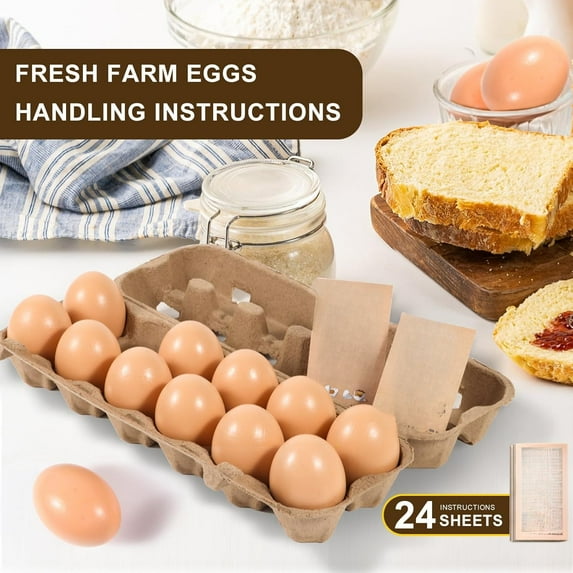 24-Pack 12-Count Egg Cartons – Reusable Natural Paper Pulp Egg Storage ...