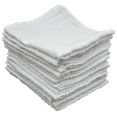 24 Pack - 12 x 12 White Cotton Ribbon Washcloths Rags - Lt Weight Thin ...