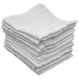 24 Pack - 12 x 12 White Cotton Ribbon Washcloths Rags - Lt Weight Thin ...