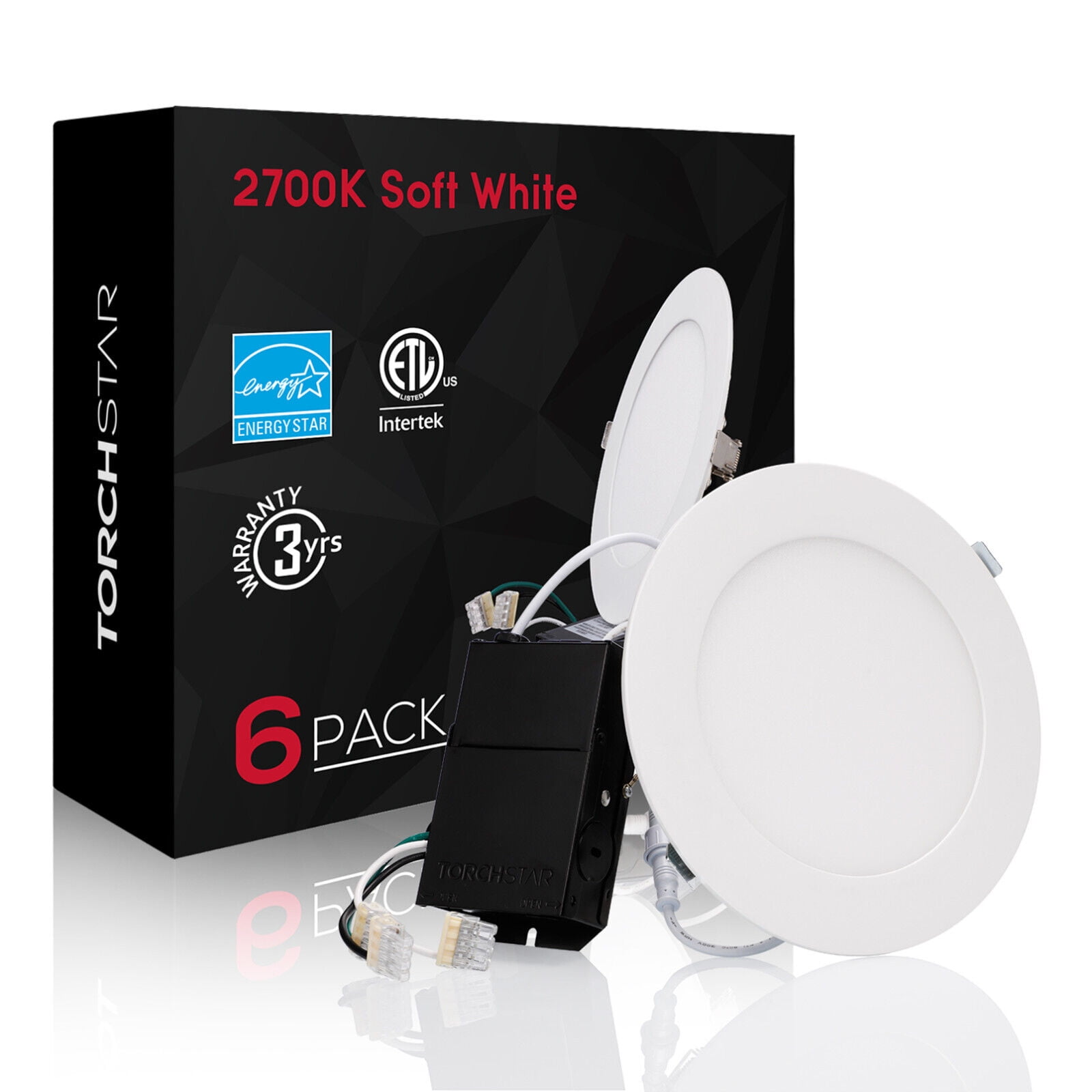 24 Pack 13.5W 6 Inch Ultra-Thin LED Recessed Light with J-Box - Walmart.com