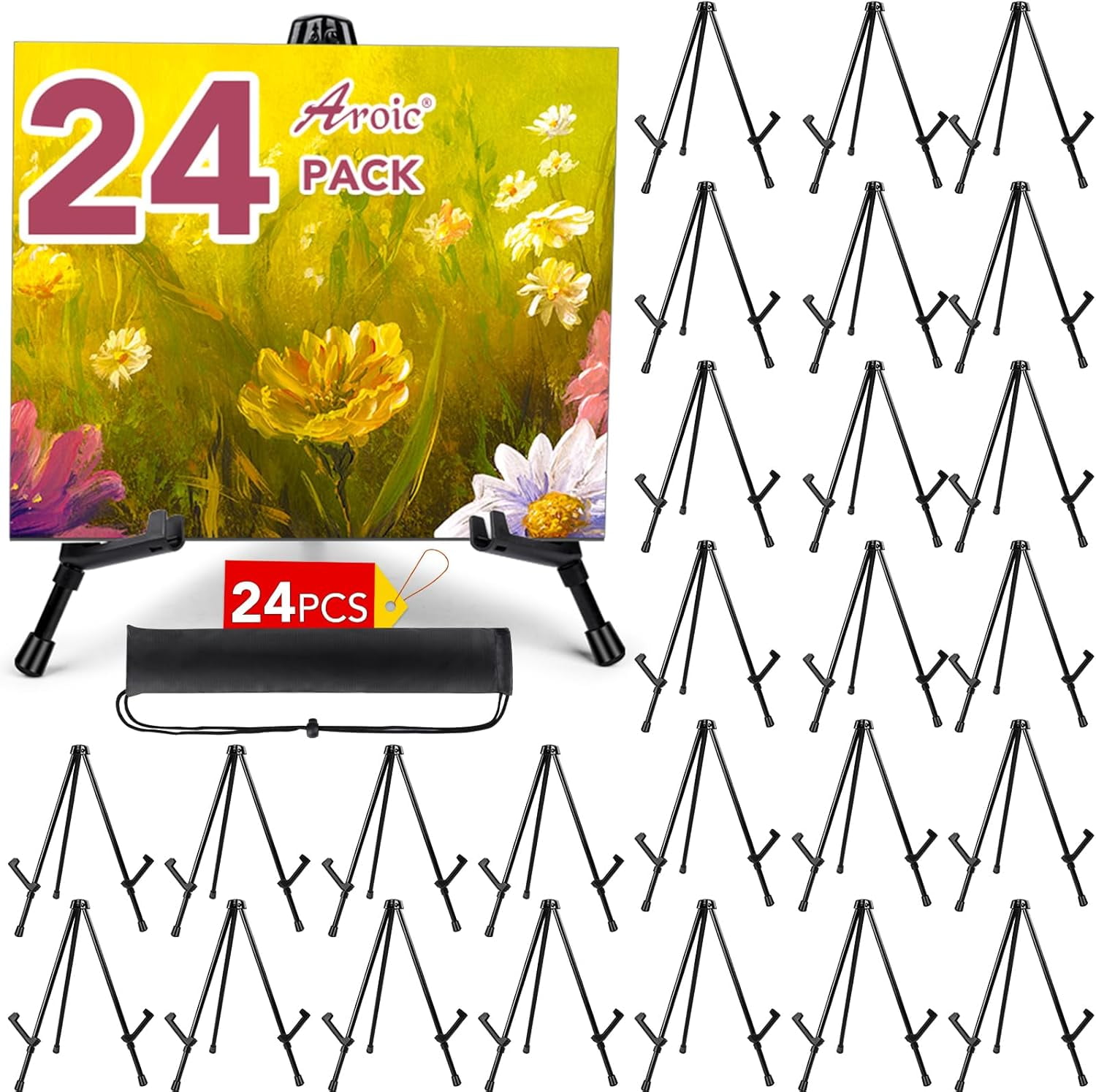 24 Pack 14'' Tabletop Easels, Black Steel Table Top Easels for Display ...