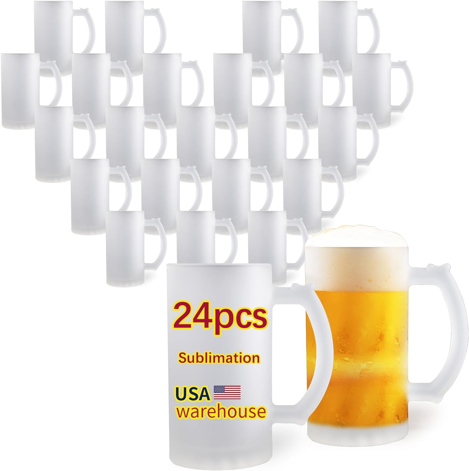 24 Pack 16 oz Frosted sublimation beer mugs blanks bulk Products blank ...