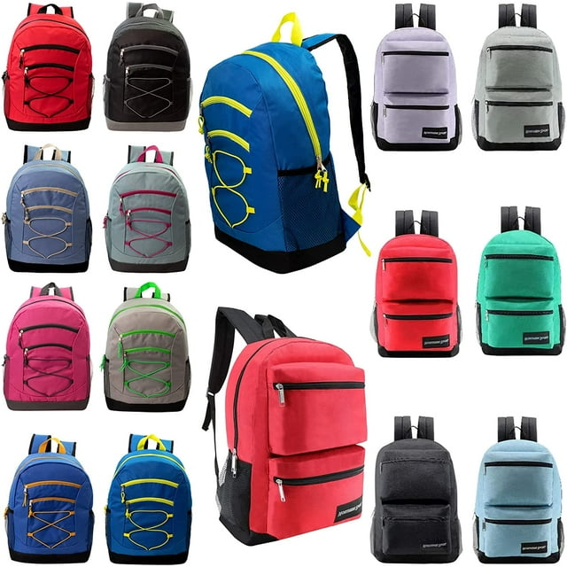 24 Pack - 17" Wholesale Classic Bulk Backpacks - Mega Assortment 14 ...