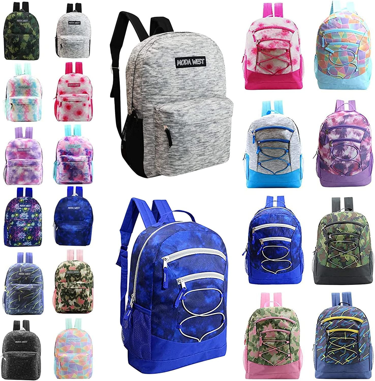 Walmart 24 Pack - 17" Classic Bulk Backpacks, Value Book Bag, Heavy ...