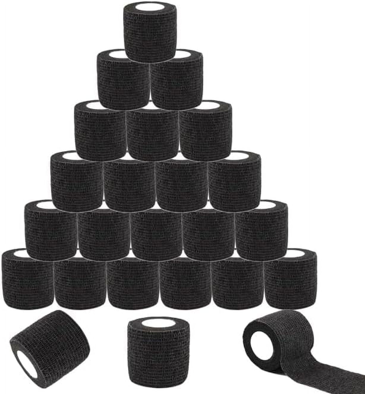 24 Pack 2 Inch × 5 Yards Self Adhesive Bandage Wrap Black Adhesive ...