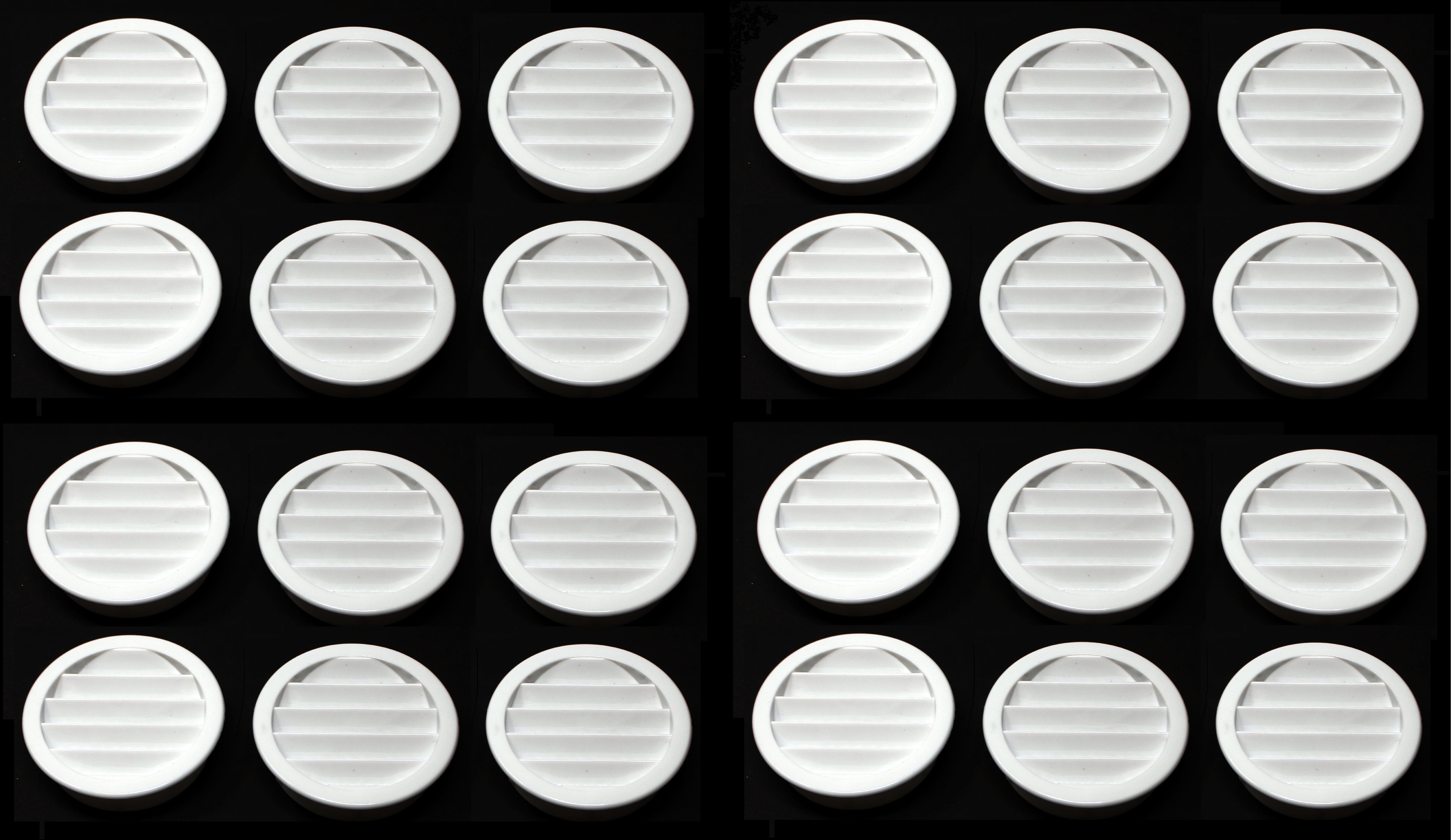 JSP Manufacturing 24 Pack 2" White Round Plastic Louver Soffit Air Vent ...