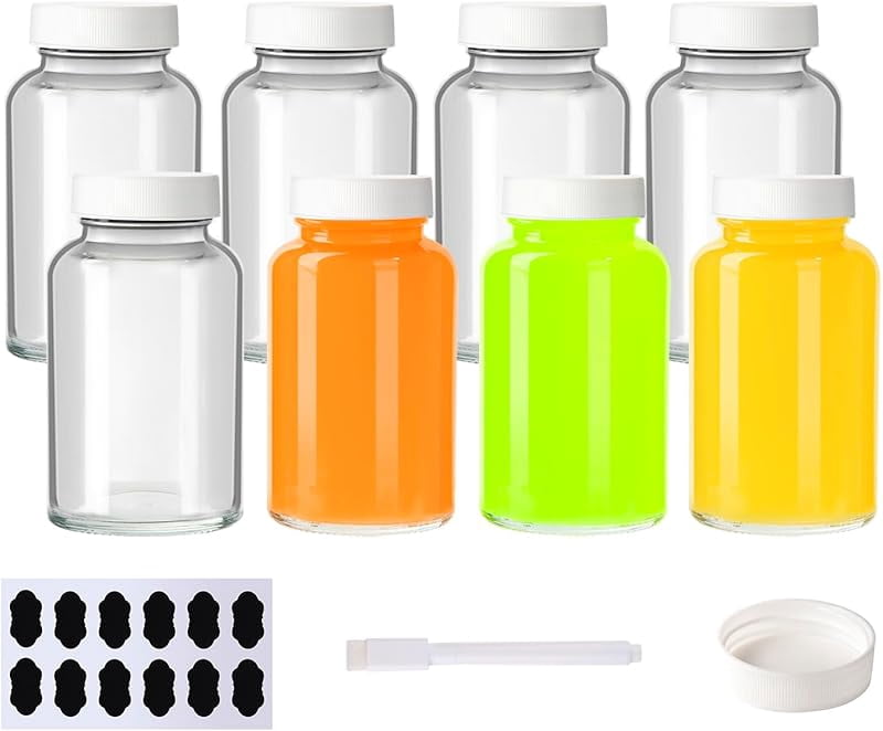 24 Pack 2 oz Reusable Small Glass Bottles with Lids, Wellness Shots ...