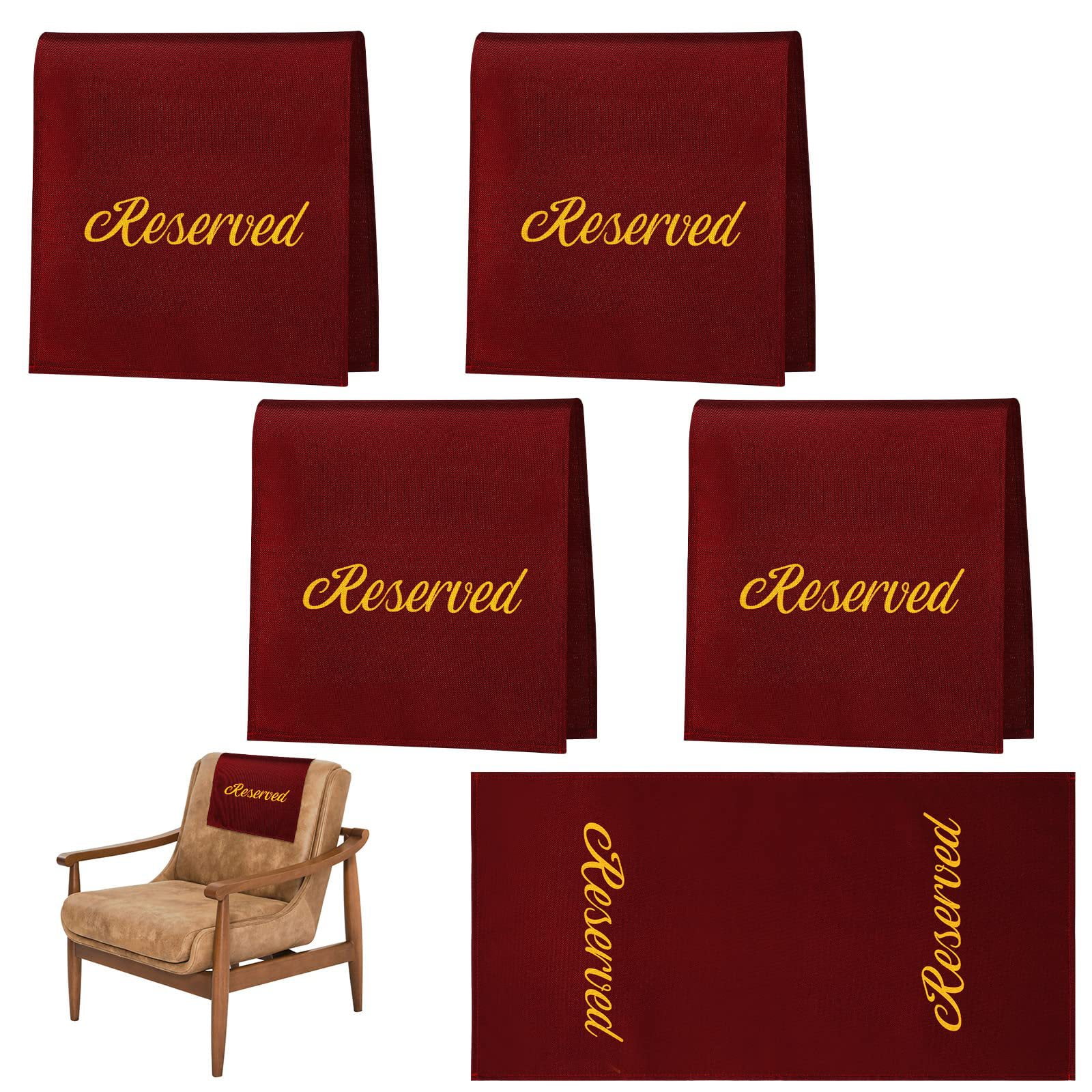 24 Pack 22 Inch Reserved Chair Signs Church Pew Reserved Sign Burgundy ...