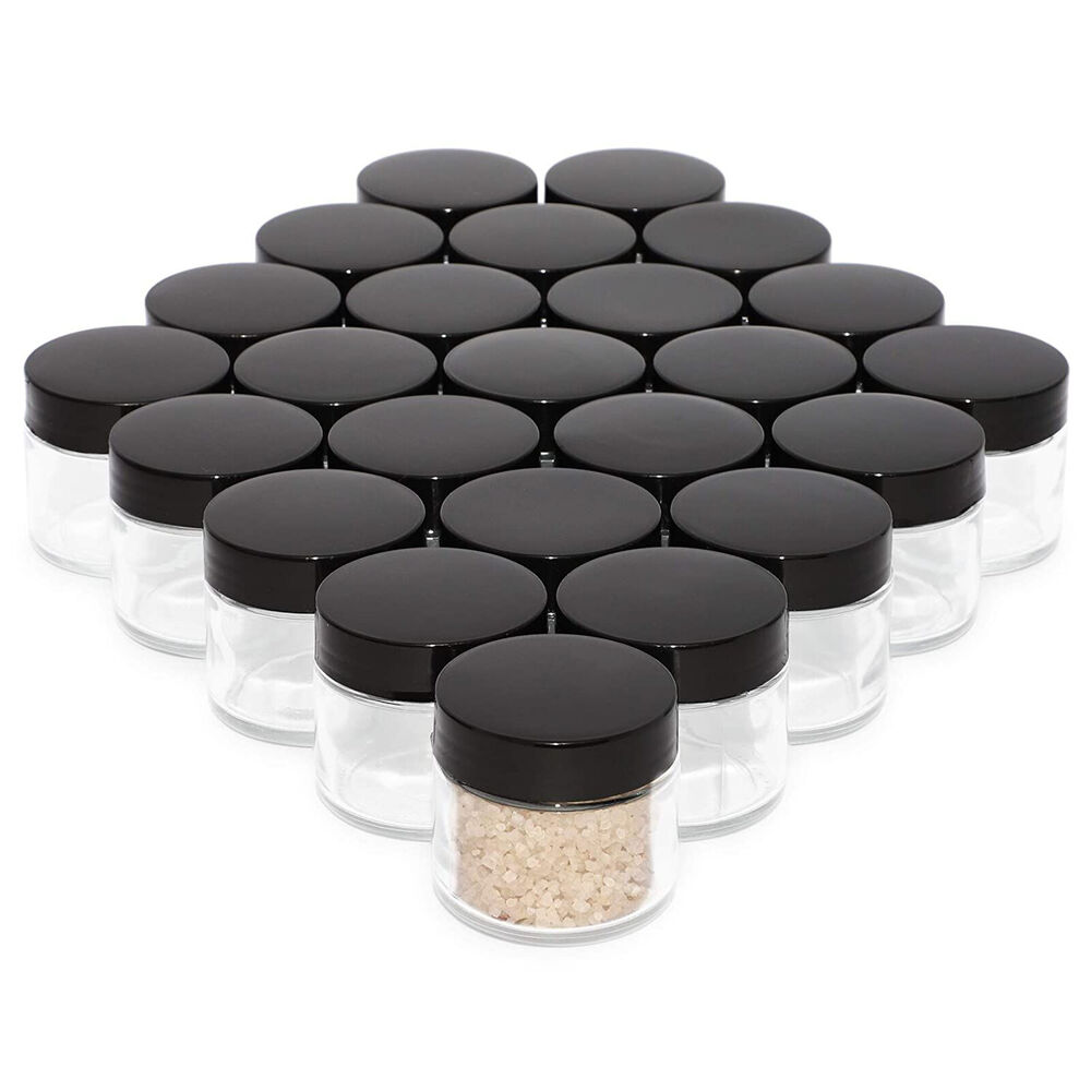 24 Pack 2oz Glass Cosmetic Container Jars with Lid for Makeup Powders ...