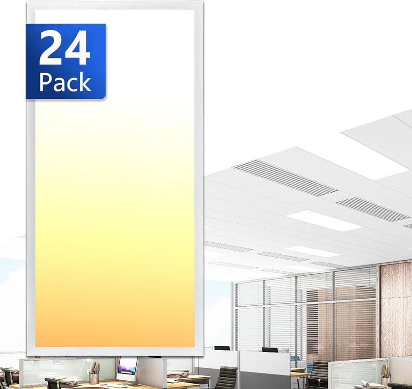 24 Pack 2x4 LED Flat Panel Light Drop Ceiling 0-10V Dimmable, 30/40/50W ...