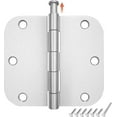 24 Pack 3.5 x 3.5 Inch Rounded Satin Nickel Door Hinges with 5/8 Radius ...