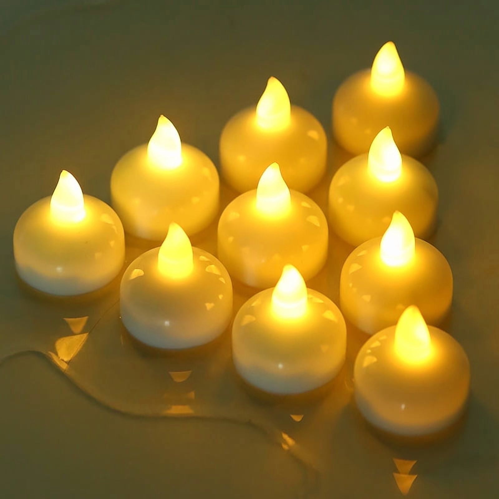 Flameless Floating LED Candles Waterproof Battery Tealights 30hr White ...
