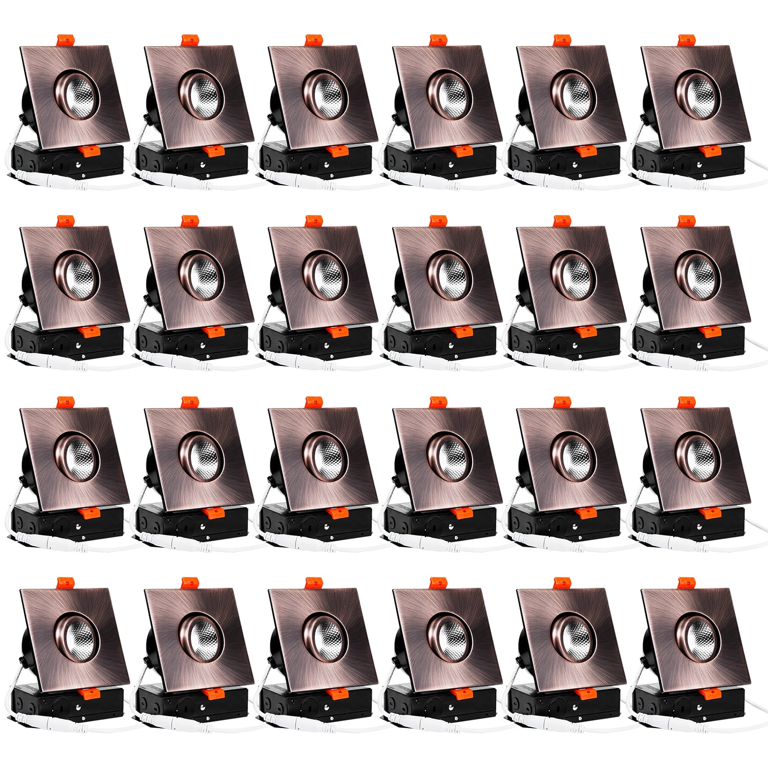 24 Pack 3 Inch 7W Gimbal LED Recessed Light with J-Box, Square ...