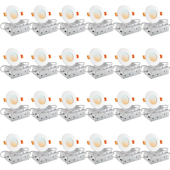 24 Pack 3 Inch Ultra Slim Recessed Ceiling Lights, Dimmable Canless LED ...