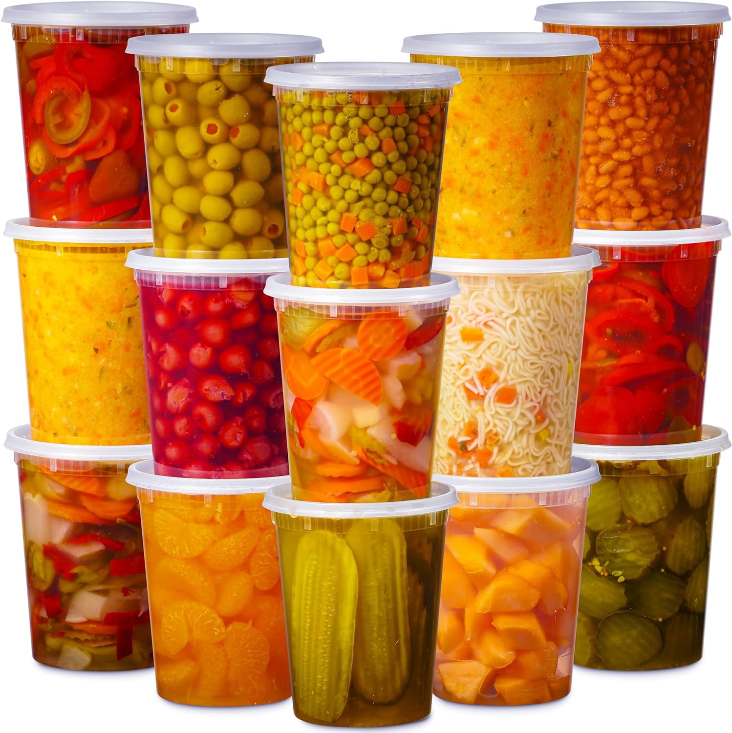 24 Pack -32 Oz Plastic Deli Containers with Lids - Food Storage ...