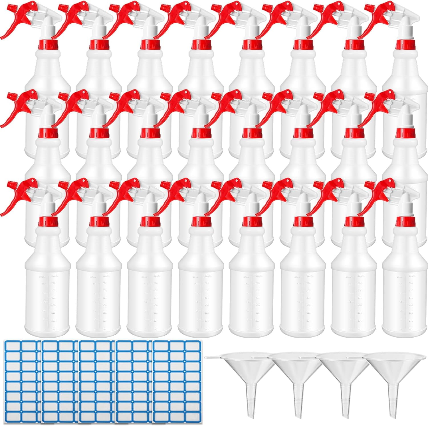 24 Pack 32 oz Plastic Spray Bottle Bulk Empty Leakproof Heavy Duty ...