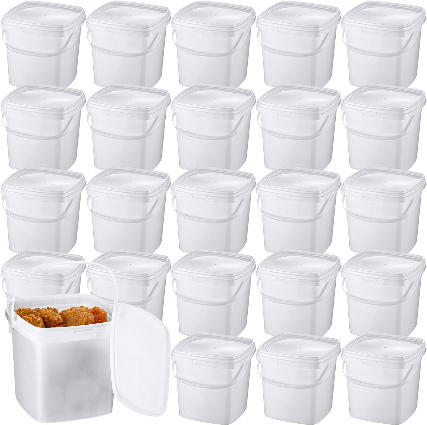 24 Pack 33.8 Oz/ 1L Square Deli Containers with Lids Airtight Ice Cream ...