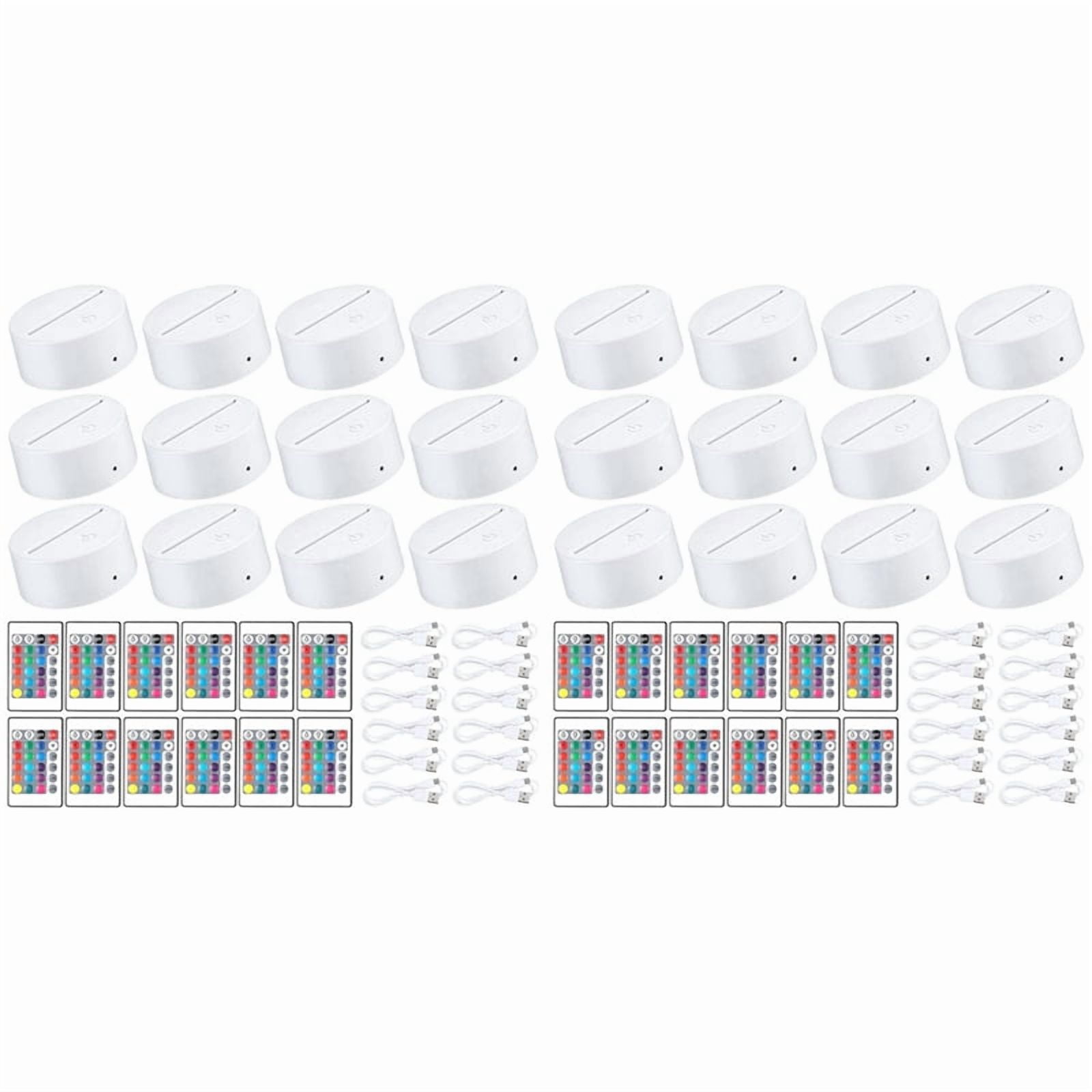 24 Pack 3D Night LED Light Lamp Base + Remote Control + USB Cable, 16 ...