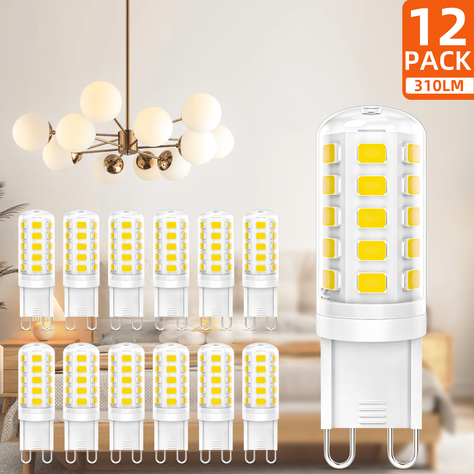 24 Pack, 3W G9 Clear Bi-pin LED Bulbs, 40 Watt T4 Equivalent LED Lamps ...