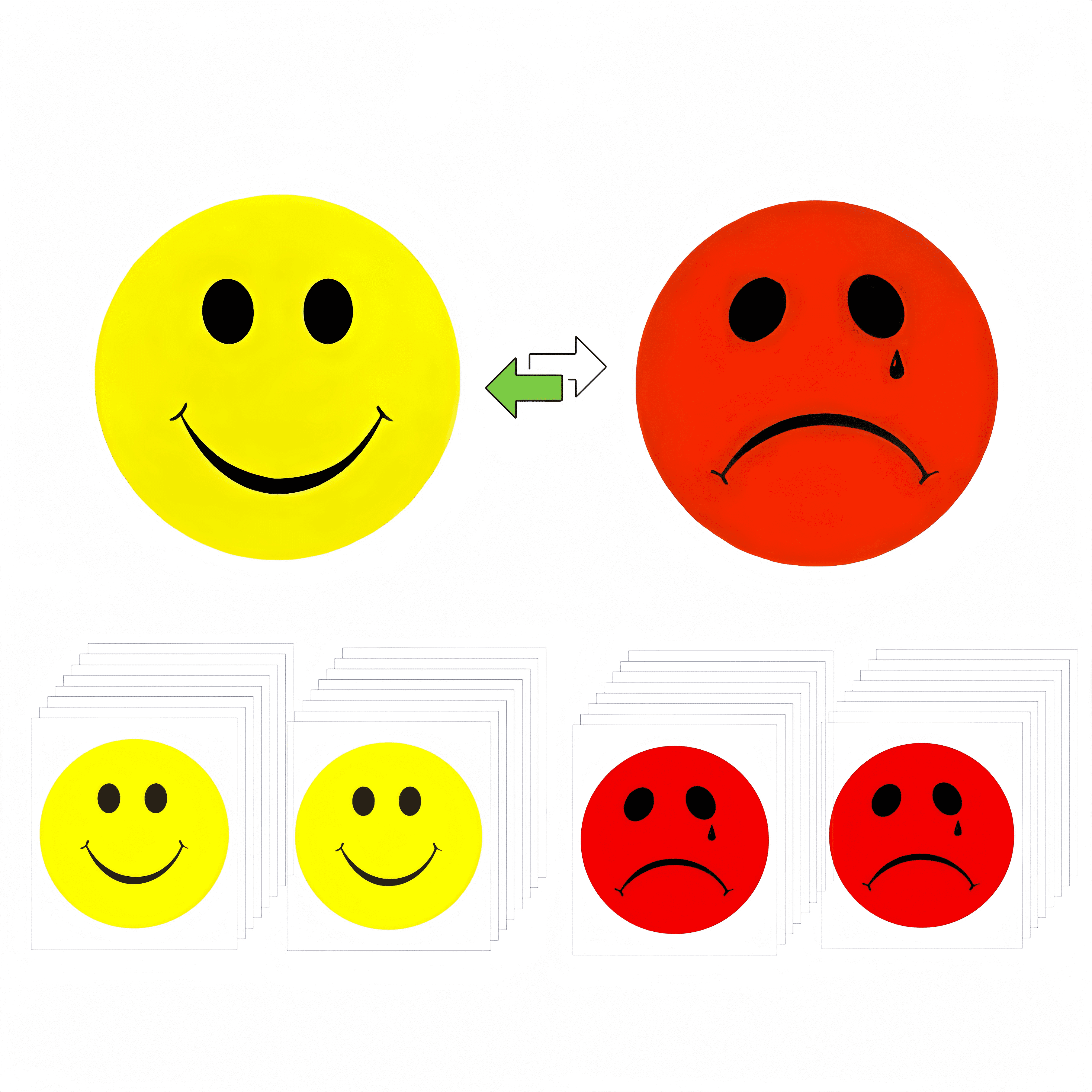 24-Pack 4-Inch Emoticon Sticker Set - Smiley Face & Crying Face ...