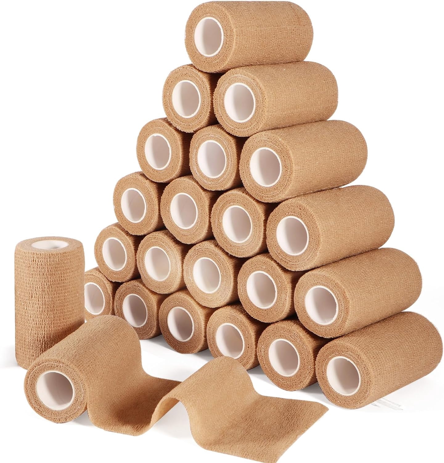 24 Pack 4" X 5 Yards Self Adhesive Bandage Wrap, Brown Cohesive Bandage ...
