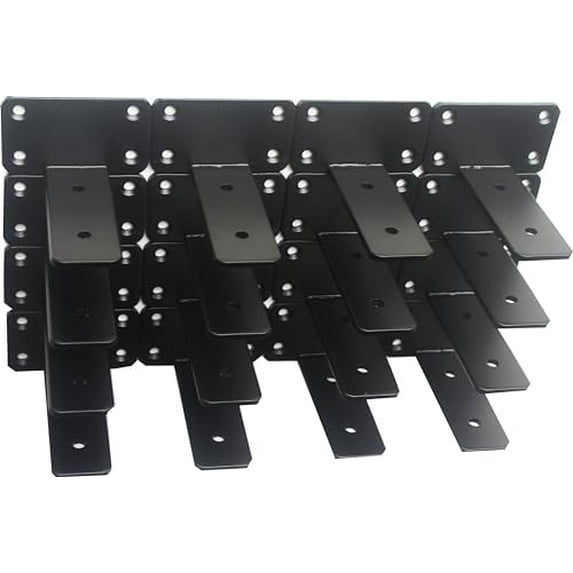 24 Pack - 4 inch Black Hidden L Shelf Bracket (1/5 Inch Thicked) Iron ...