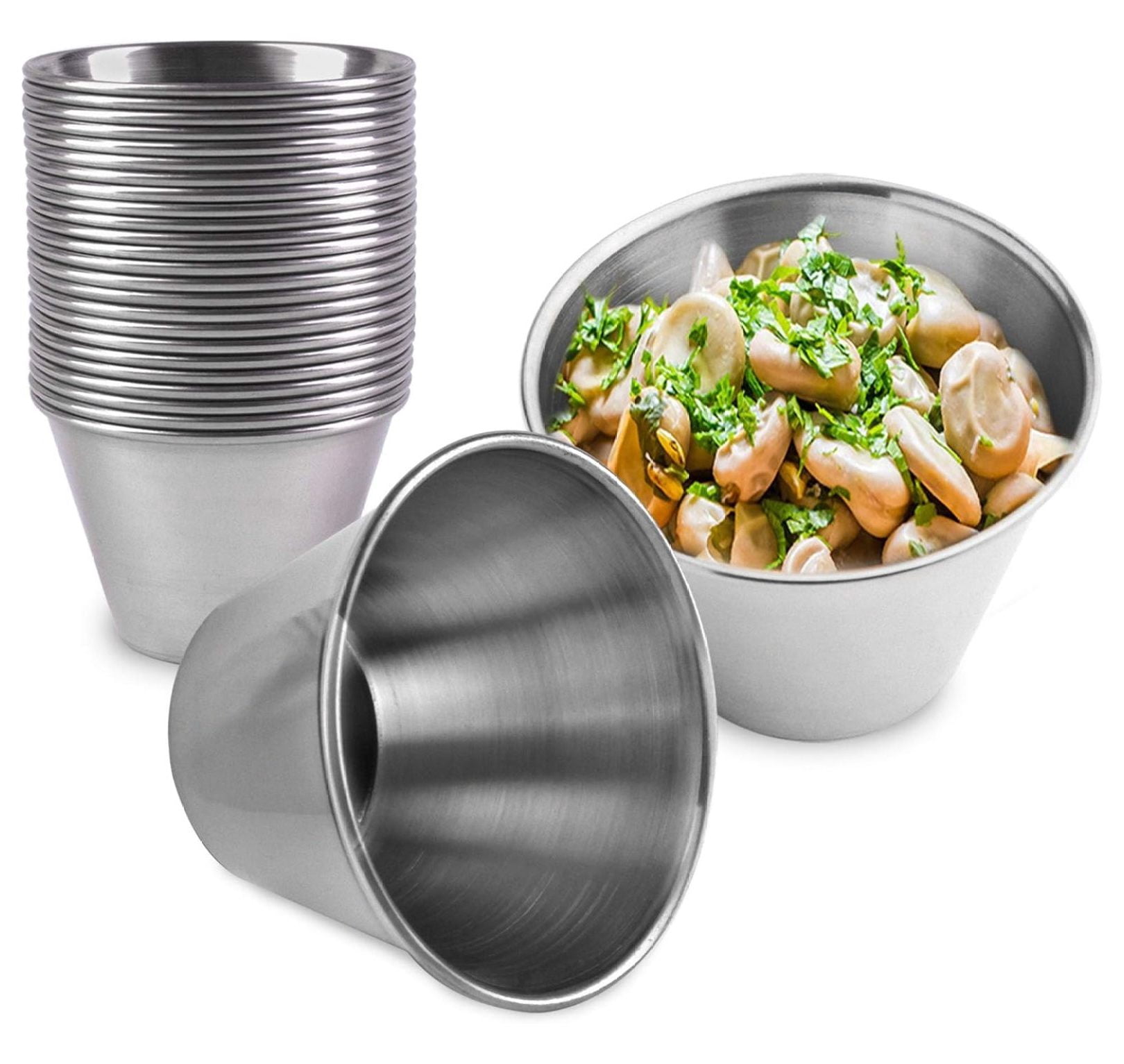 [24 Pack] 4 oz Stainless Steel Dipping Sauce Cups, Reusable Metal ...