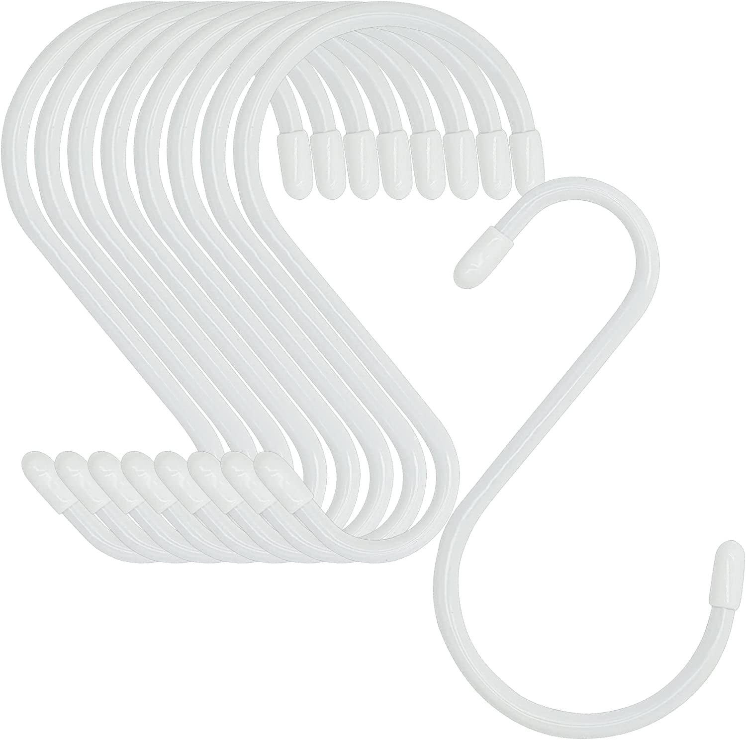 24 Pack 5 inch White S Hook, Vinyl Coated S Hooks with Rubber Stopper ...
