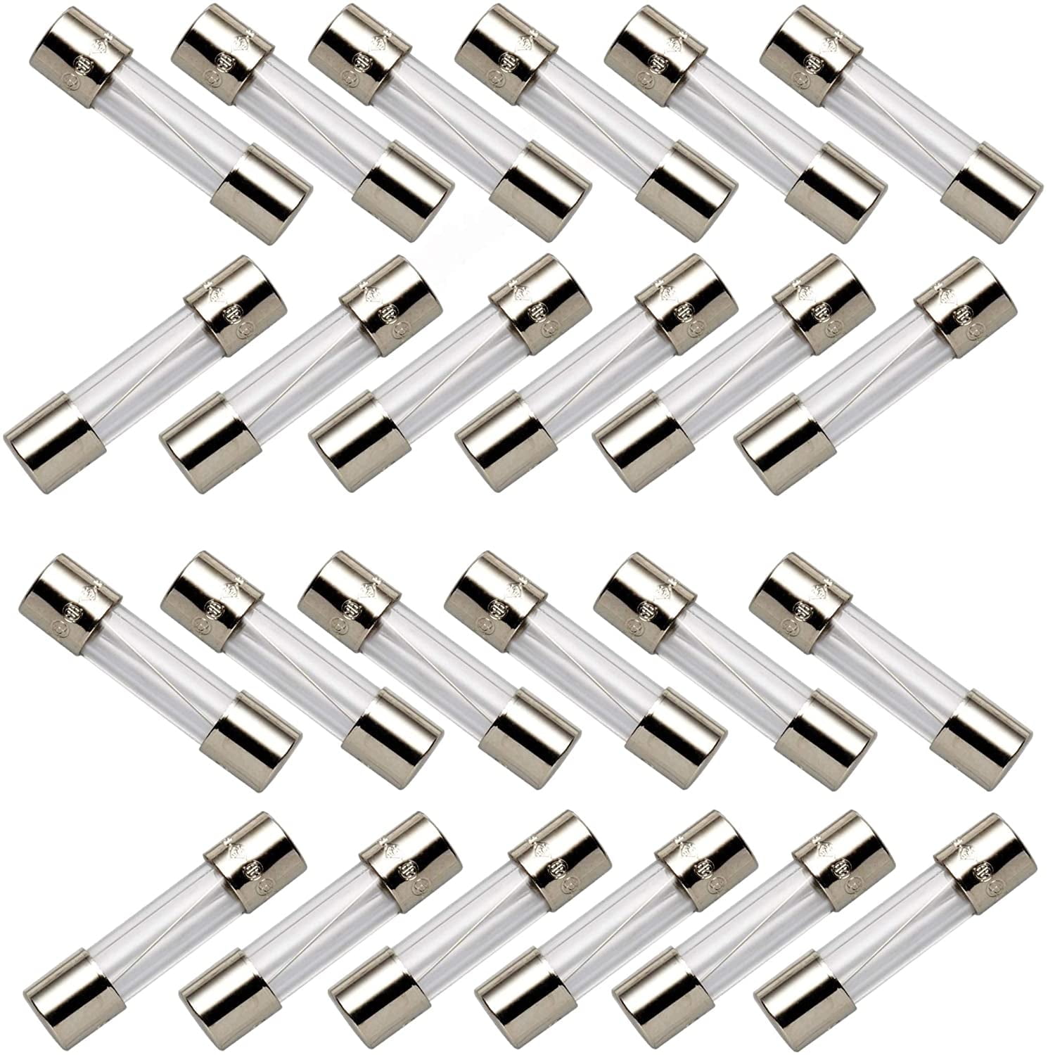 24 Pack 5A 125V Fast Blow Glass Fuses 5x20mm for String Lights, Fans ...