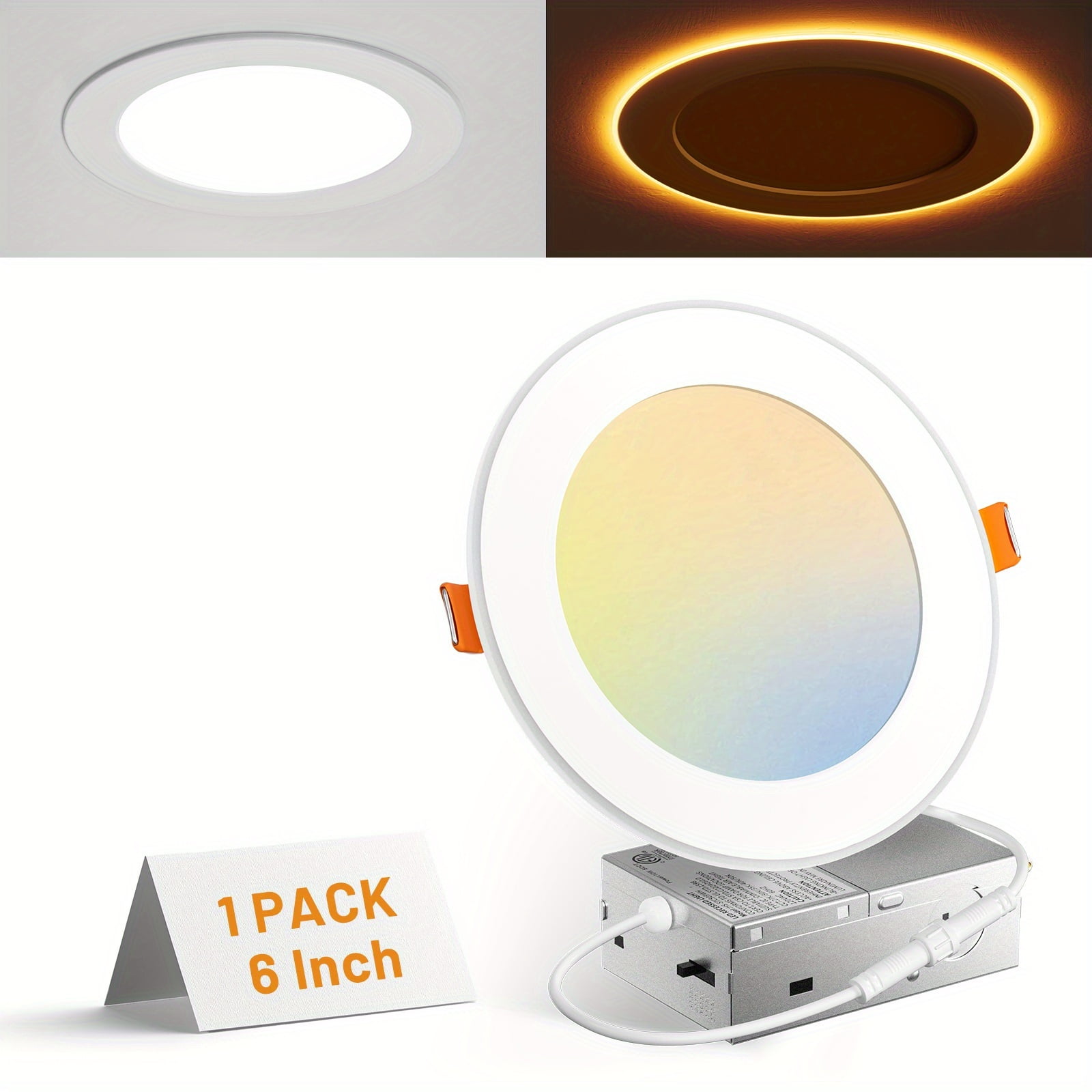 24-Pack 6 Inch 5CCT Dimmable LED Recessed Ceiling Light with Night ...