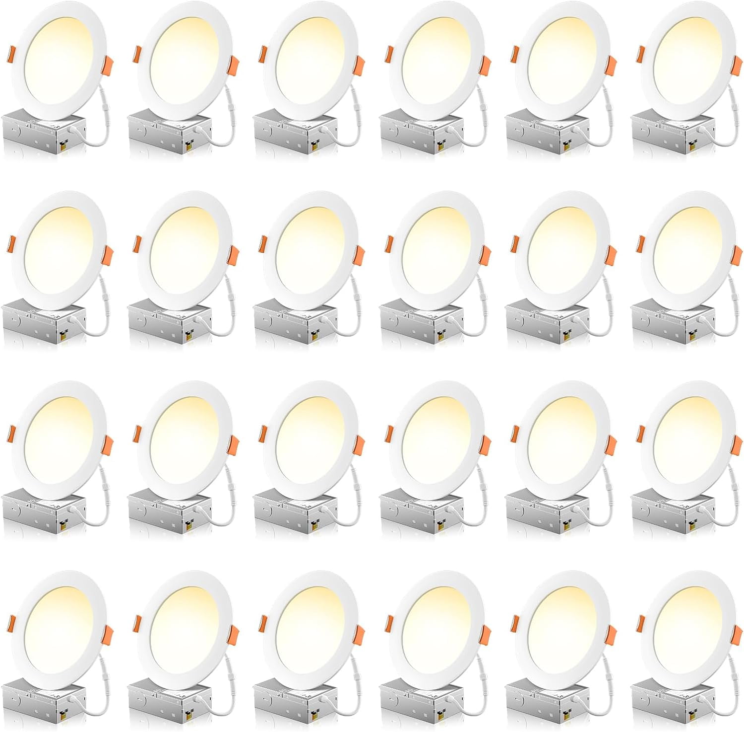 24 Pack 6 Inch 5CCT Ultra-Thin LED Recessed Ceiling Light with Junction ...