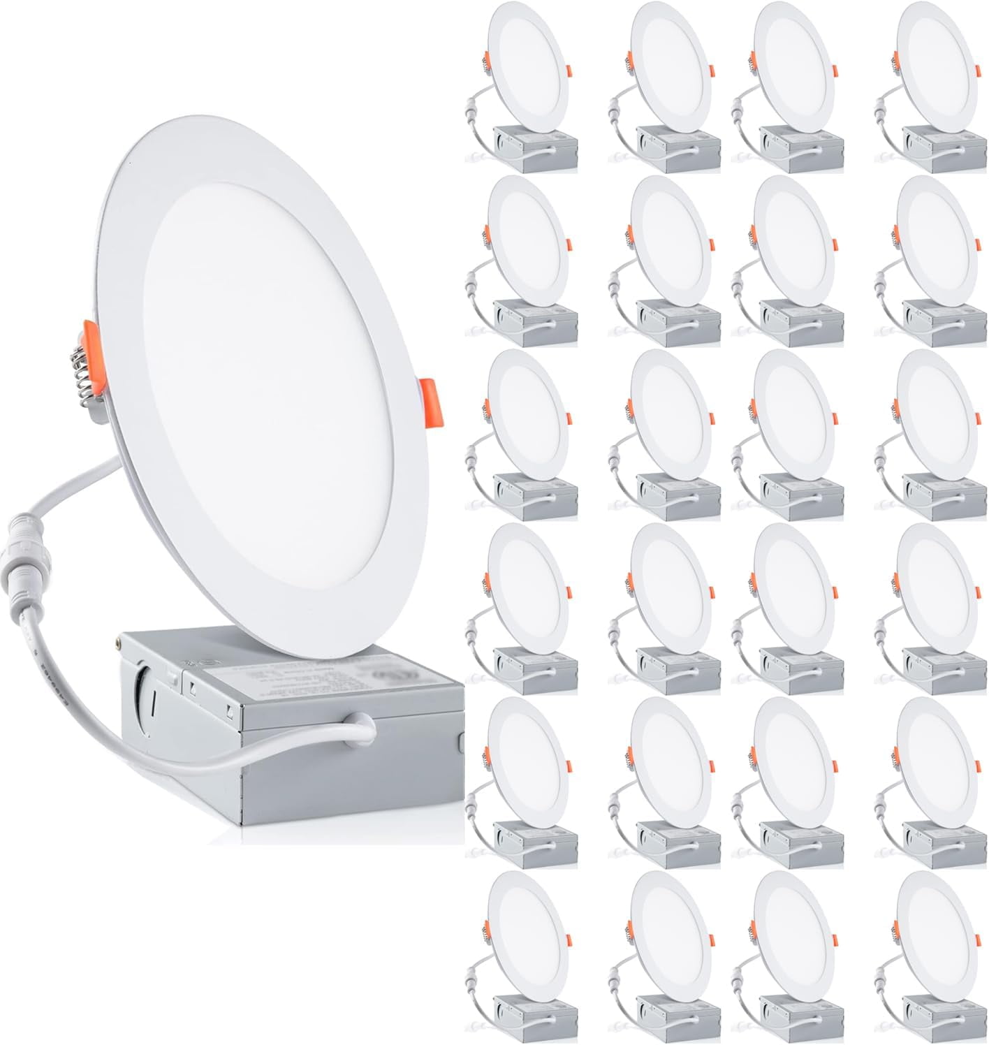 24-Pack 6 Inch LED Recessed Lights 6500K Daylight Ultra-Thin Canless ...