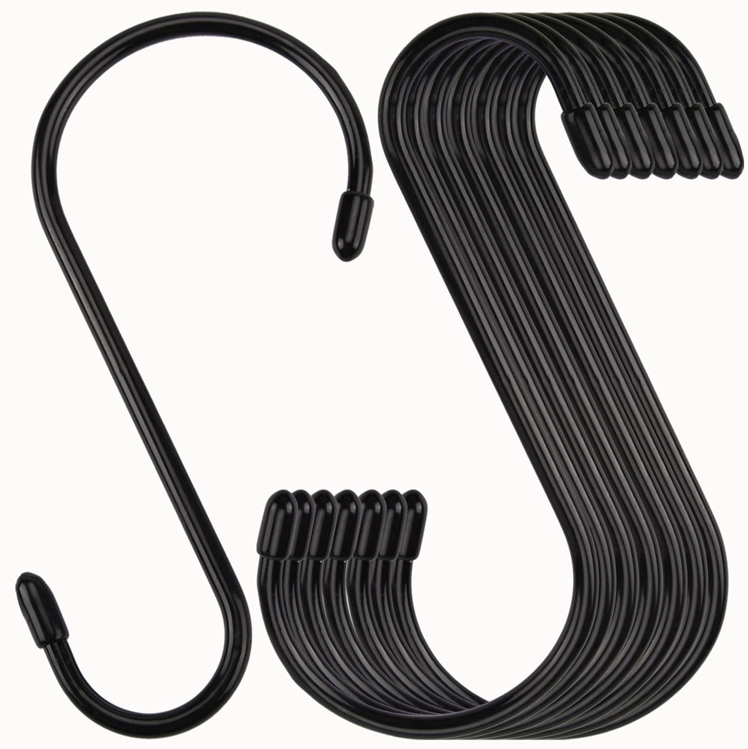24 Pack 6 Inch S Hook, Large Vinyl Coated S Hooks with Rubber Stopper ...