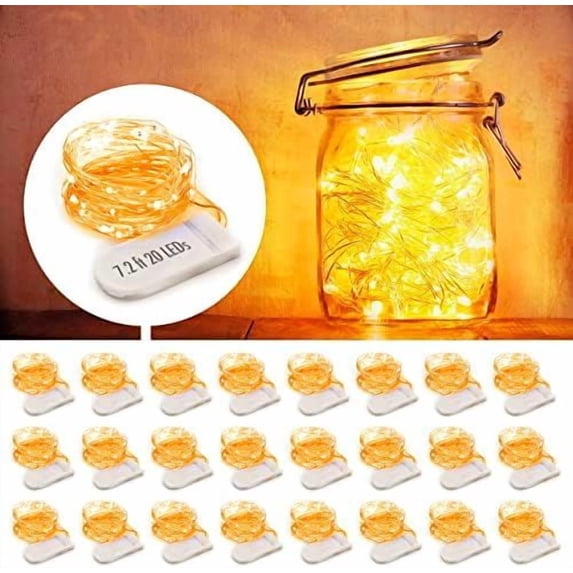 24 Pack 7.2ft Fairy Lights Battery Operated String Lights, 20 Mini ...