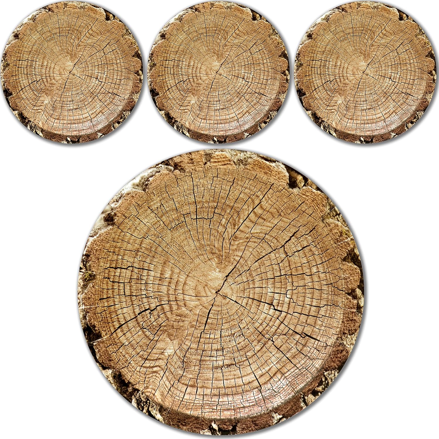 24 Pack 7in Disposable Cut Timber Paper Plates with Wood Grain Design ...