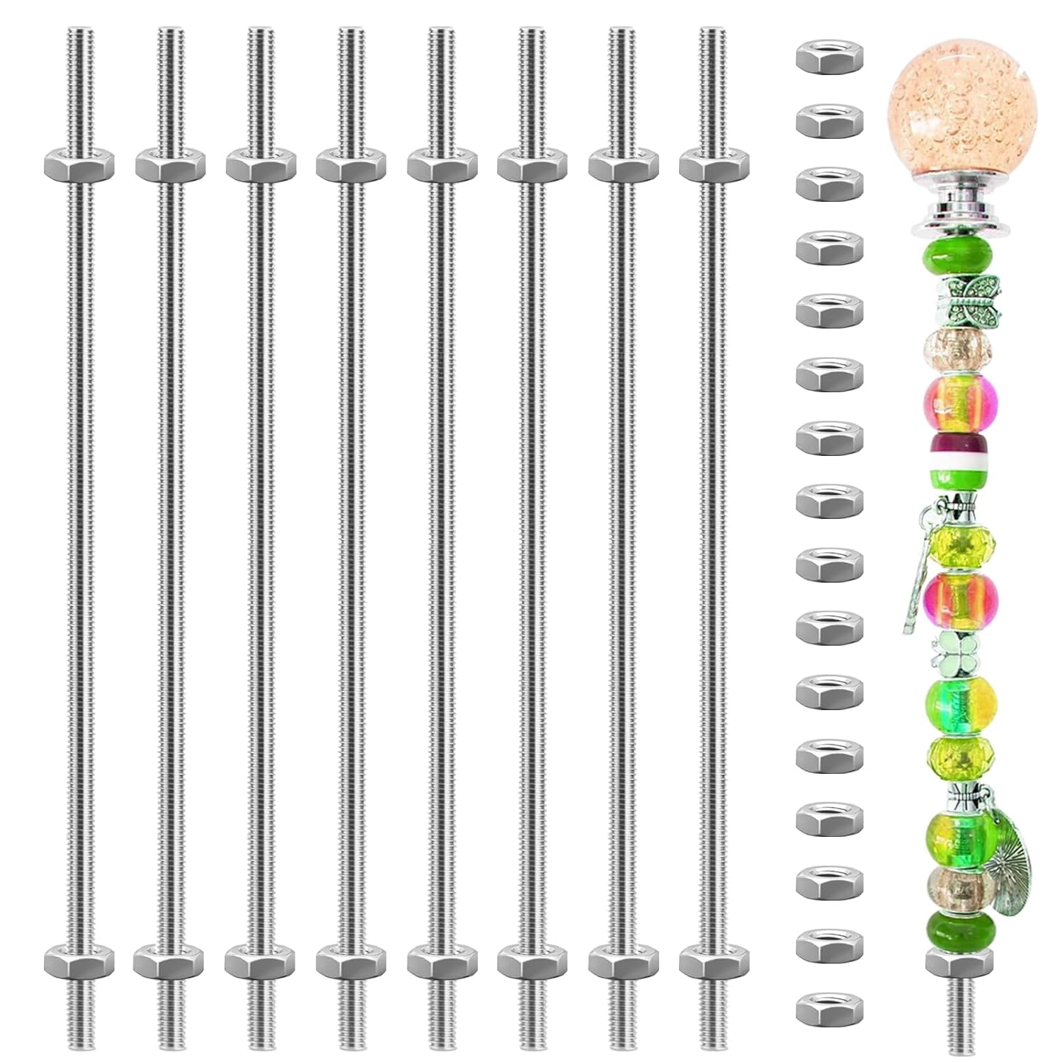 24 Pack 8/32 Inch Stainless Steel Threaded Rod with Hex Nuts Include 8 ...