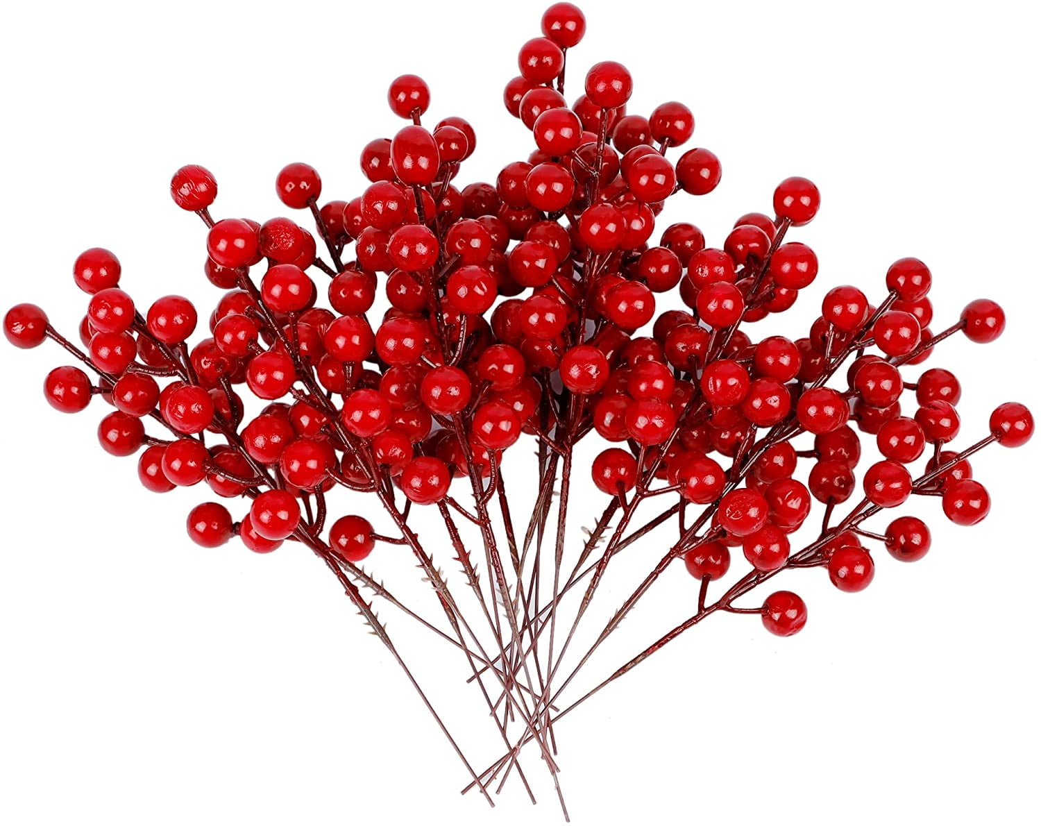 24 Pack 8 Inch Christmas Faux Picks Winter Berry Sprigs, Artificial Red ...
