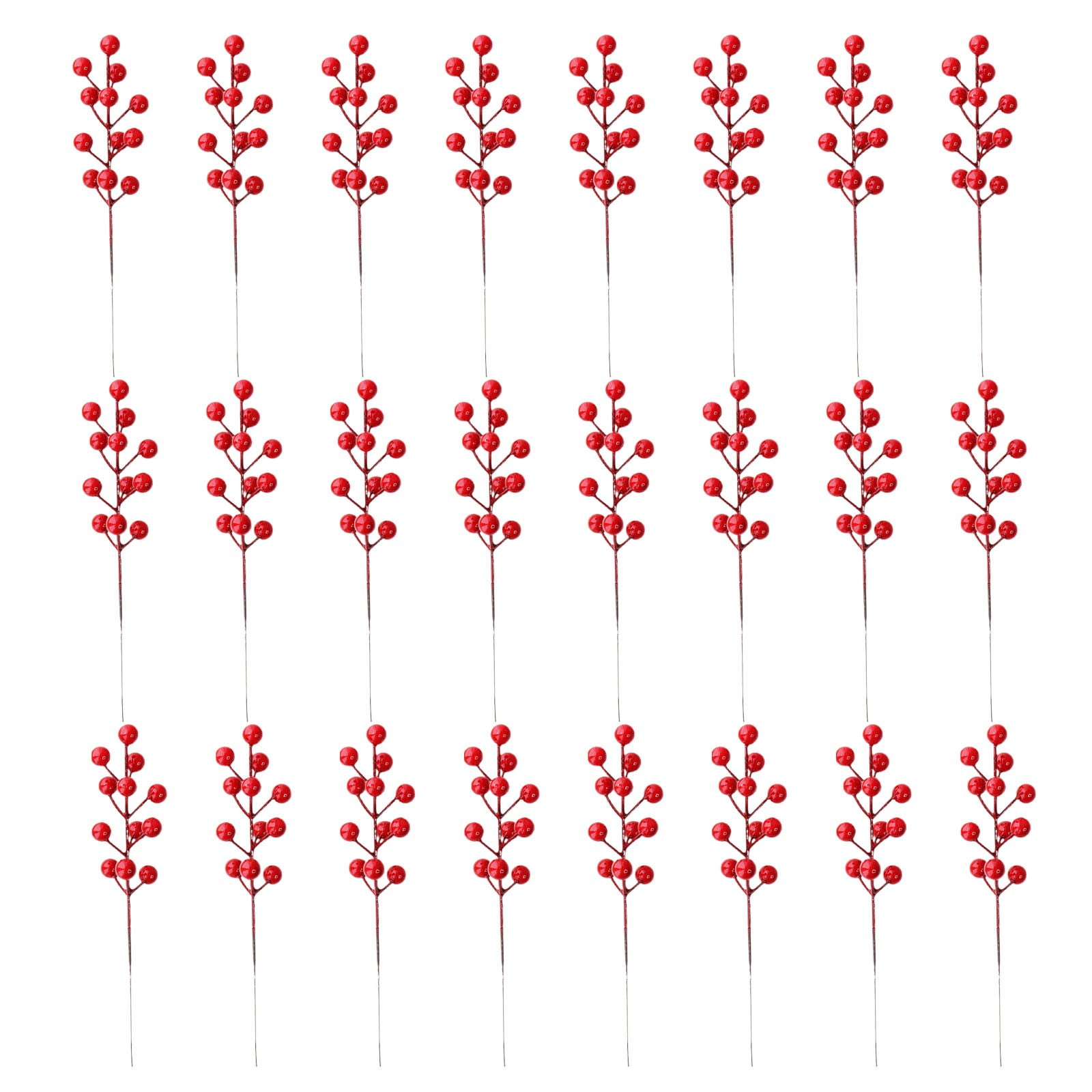 24 Pack 8 Inch Christmas Faux Picks Winter Berry Sprigs, Artificial Red ...