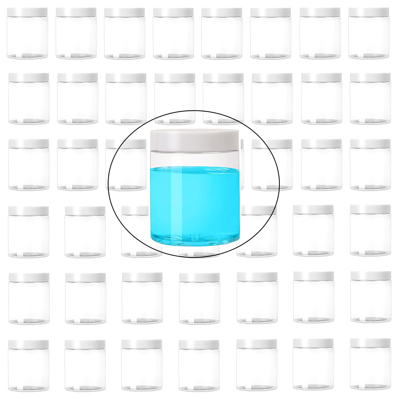 24 Pack 8 OZ Round Plastic Jar Storage Container, Clear Slime ...