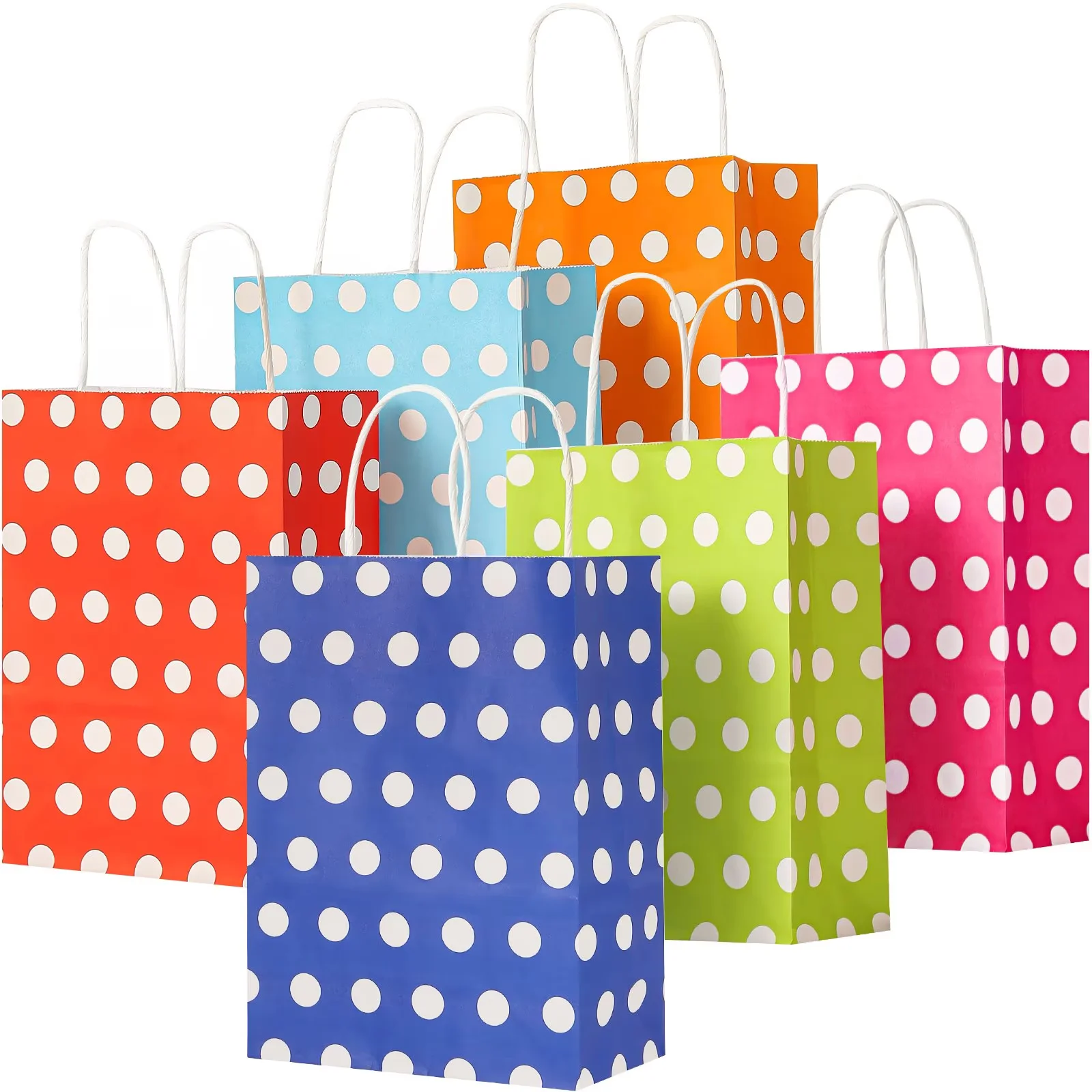 24 Pack 8" Small Gift Bags with Handles - Colorful Paper Party Bags ...
