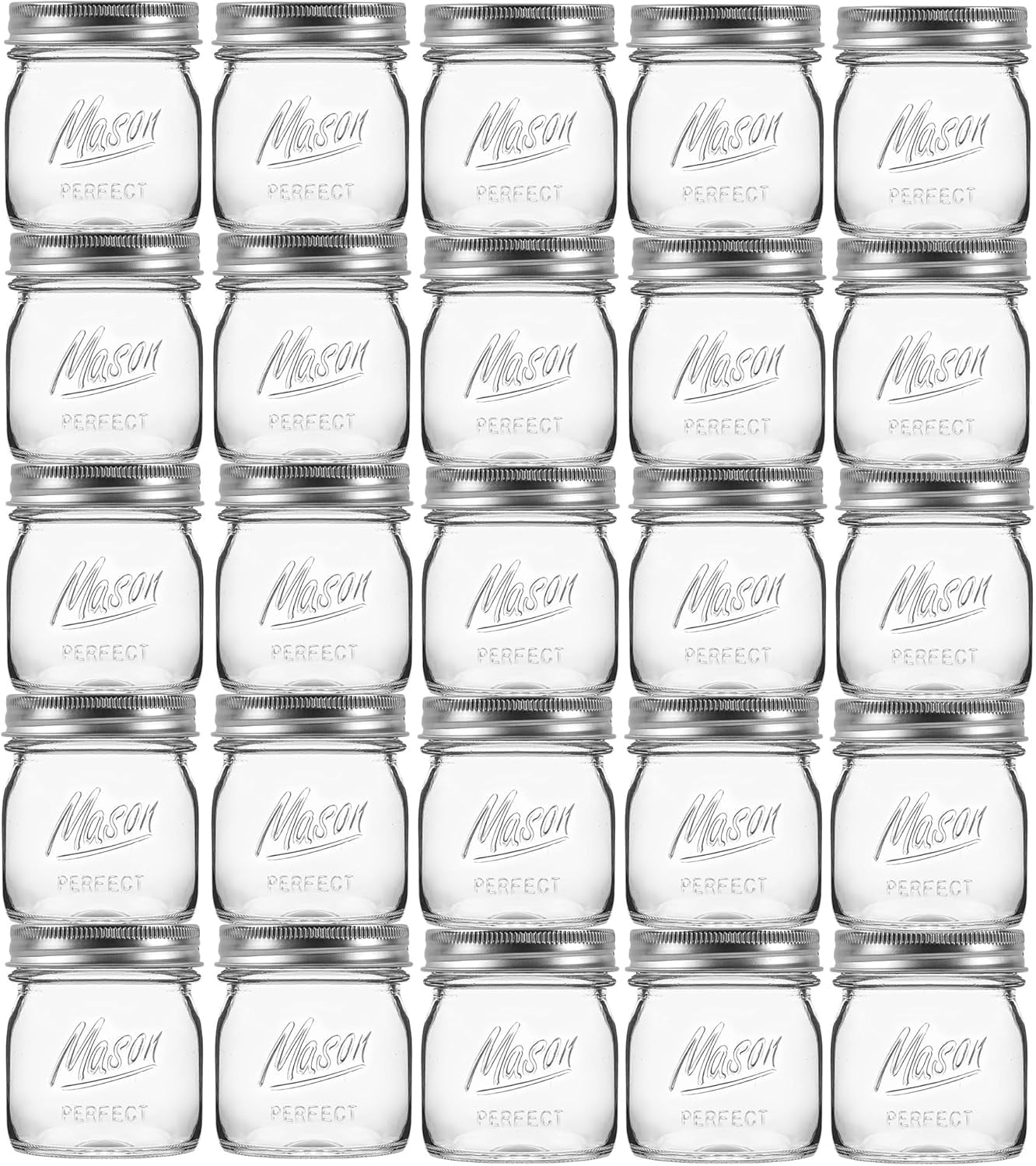 24 Pack 8 oz Mason Jars with Regular Lids - Mini Glass Clear Mason Jars ...