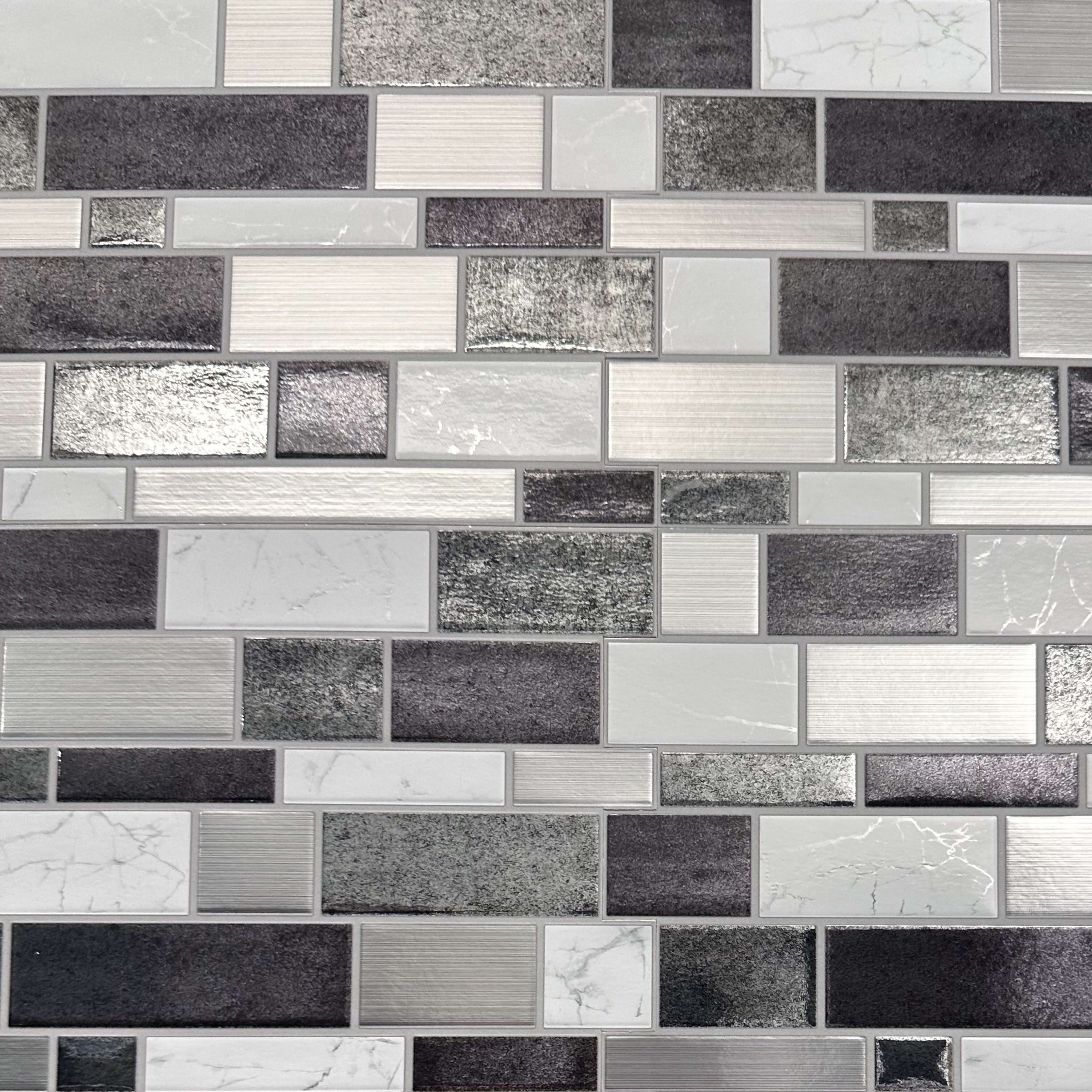 Main Street 24-Pack 8" x 8" Metallic Silver & White Mosaic Foil Peel ...