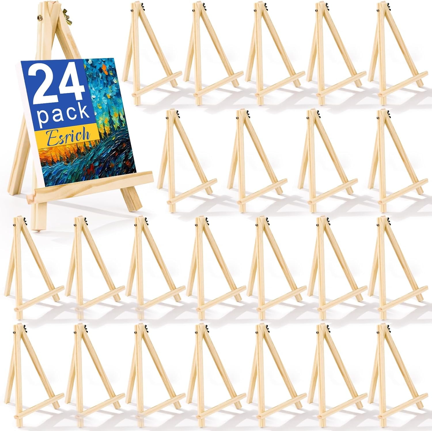 24 Pack 9 Inch Wood Easels, Easel Stand for Painting Canvases, Art,and ...