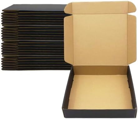 24 Pack 9x8x2 Inches Black Shipping Boxes，3 Layers Corrugated Cardboard ...