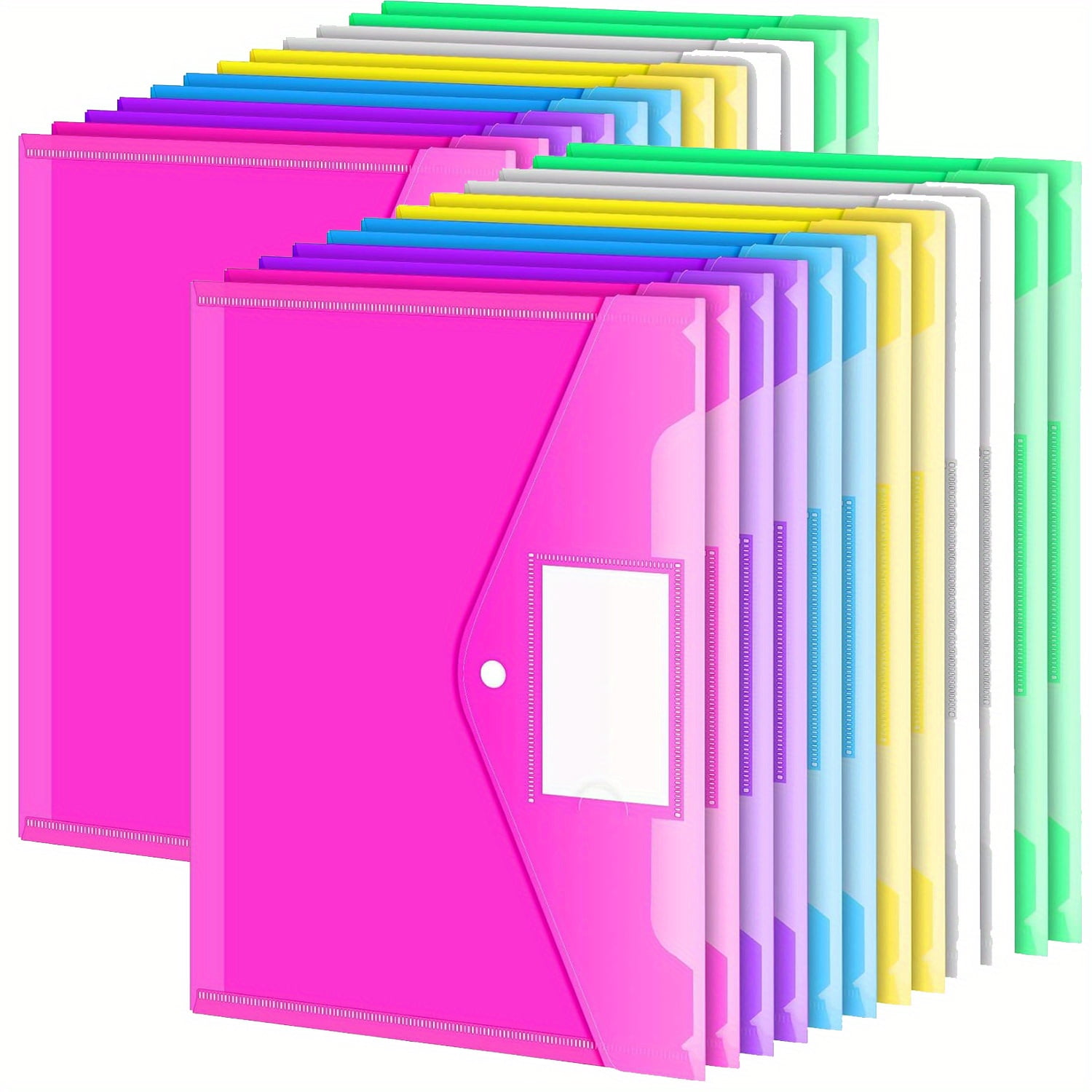 24-Pack A4 Plastic File Folders - Snap Closure with Color Latches ...