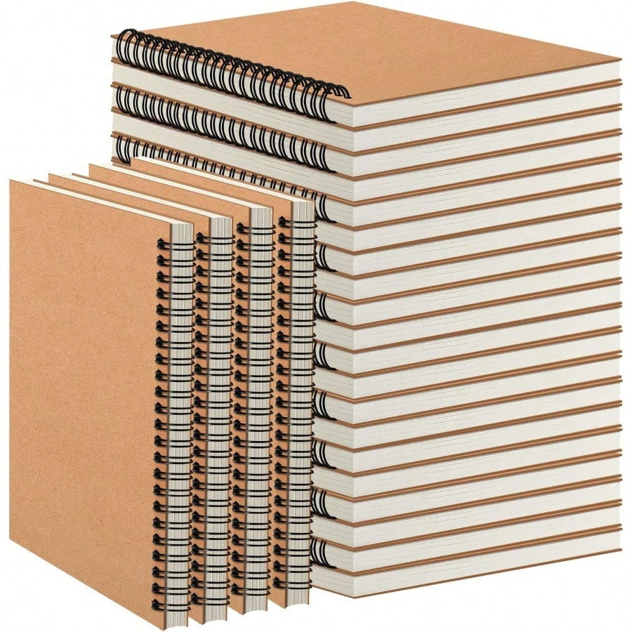 24 Pack A5 Spiral Notebooks Journal With Kraft Cover 5x8 Inches Ruled ...