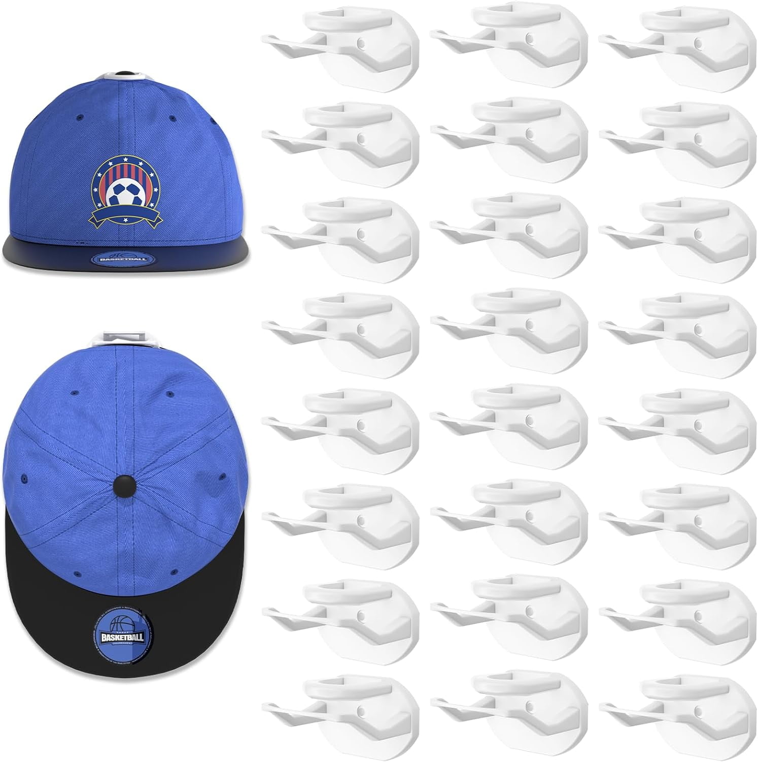 24 Pack Adhesive Hat Hooks for Wall, Strong Hat Rack for Baseball Caps ...