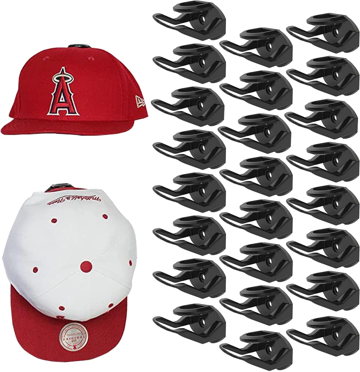 24 Pack Adhesive Hat Hooks for Wall Hat Rack for Baseball Caps ...