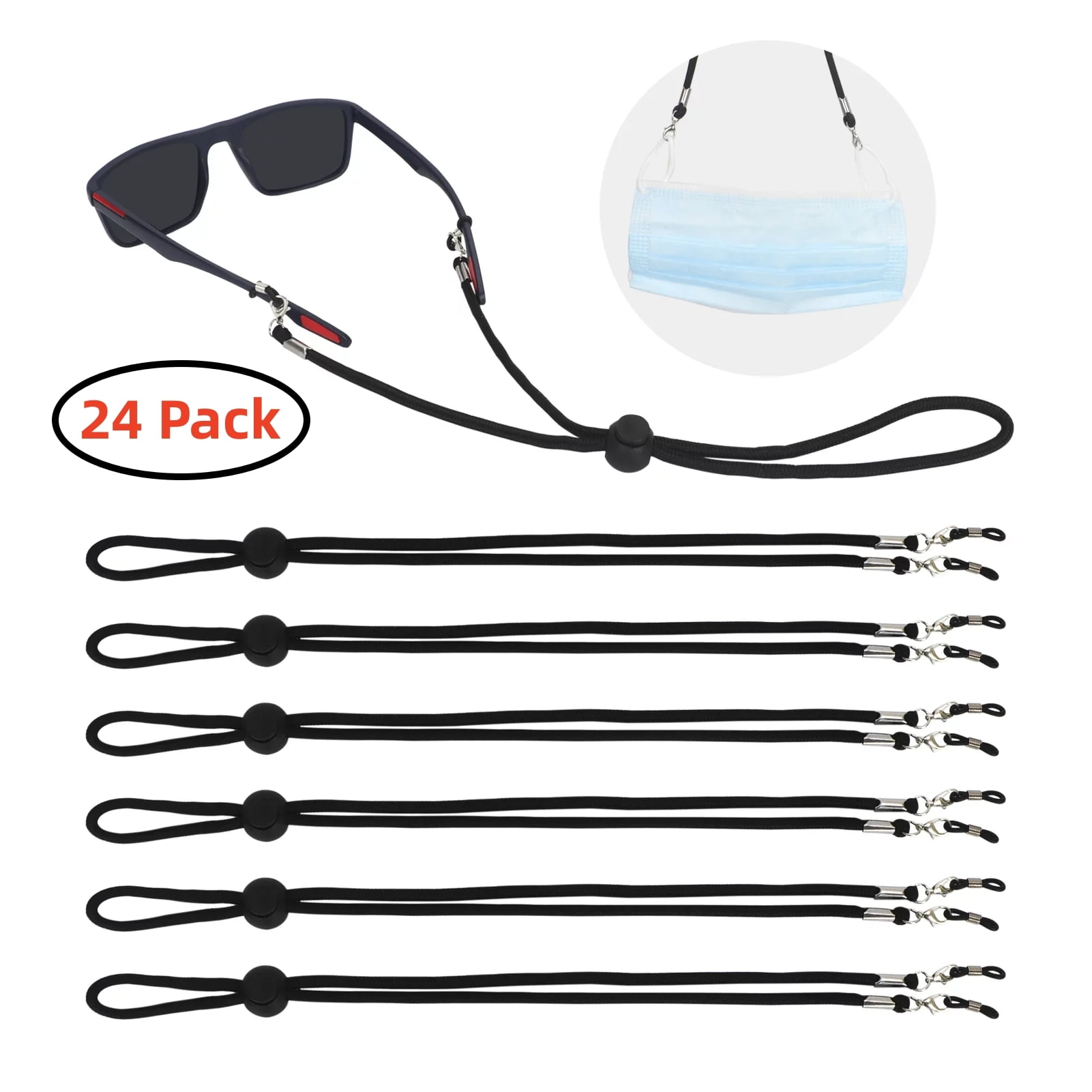 24 Pack Universal Fit 5mm Nylon Rope, Eyeglass Retainer,Black - Walmart.com