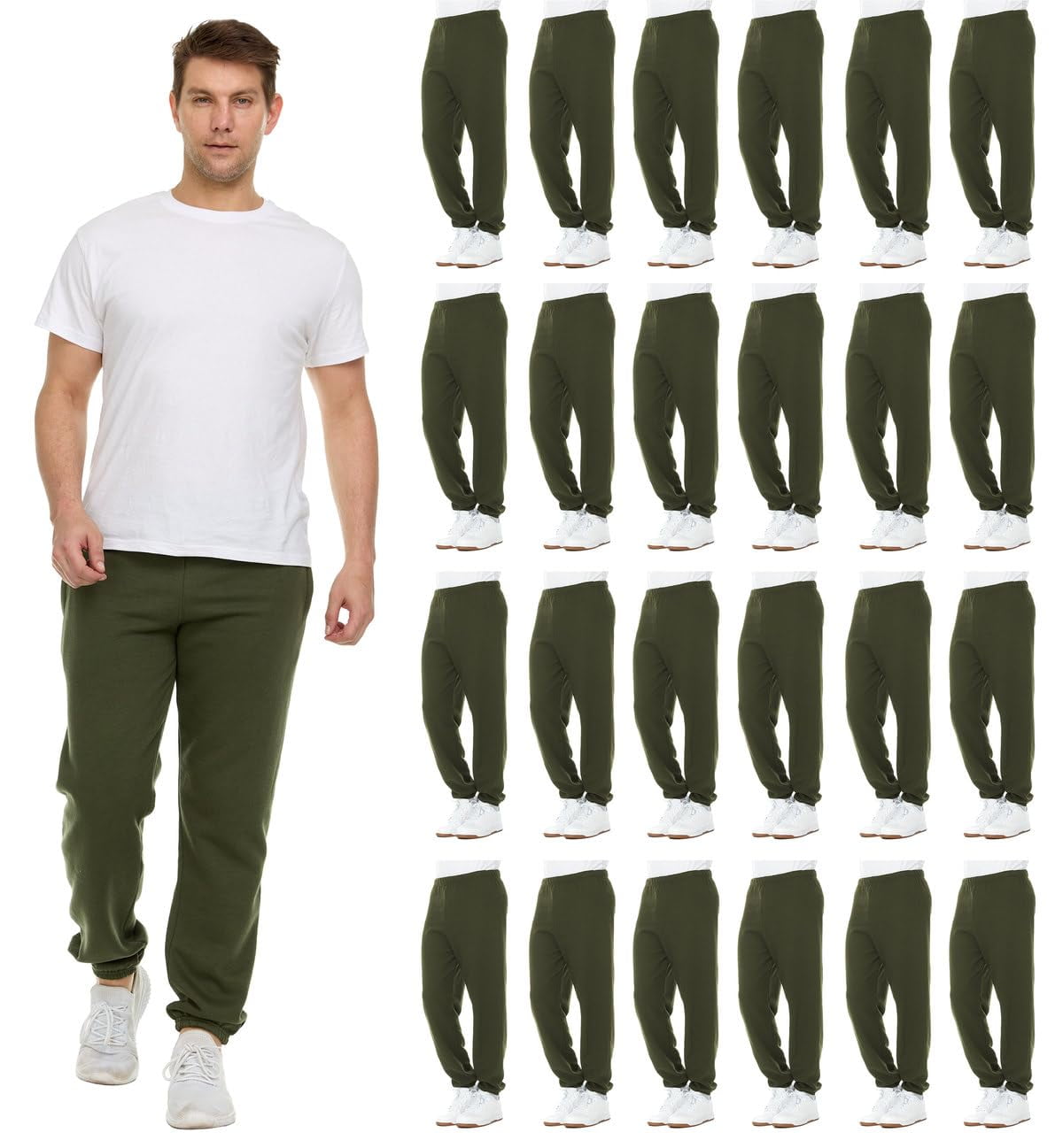 24 Pack Adult Jogger Sweatpants Green Colors, Wholesale Bulk Joggers ...